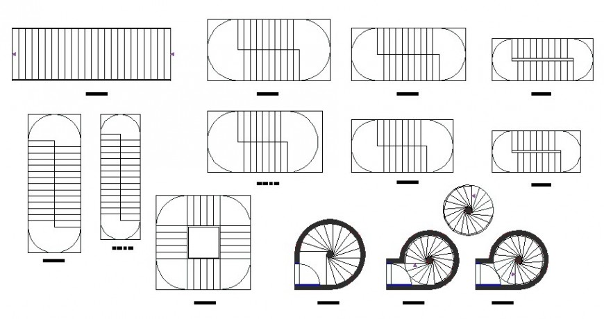Dynamic Multiple Staircase Elevation Blocks Cad Drawing Details Dwg File