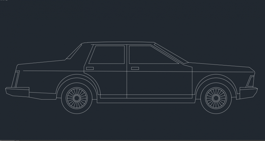 Old car side elevation cad block design dwg file