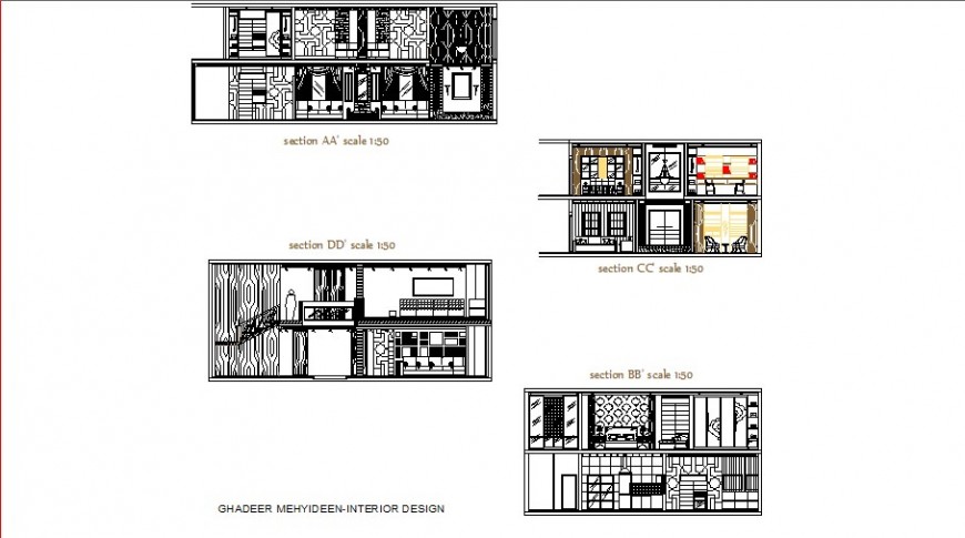 All sided sectional details of luxuries villa with furniture cad ... All sided sectional details of luxuries villa with furniture cad ...