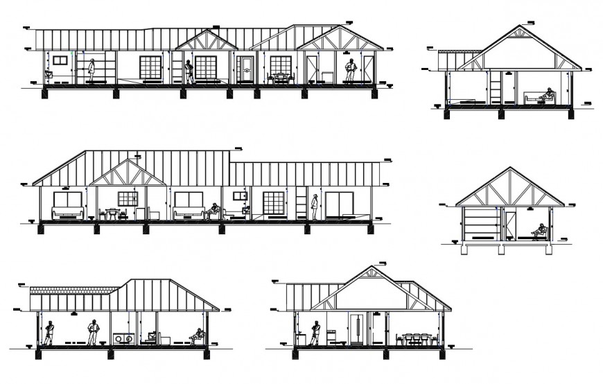 All sided sectional details of single story house dwg file All sided sectional details of single story house dwg file