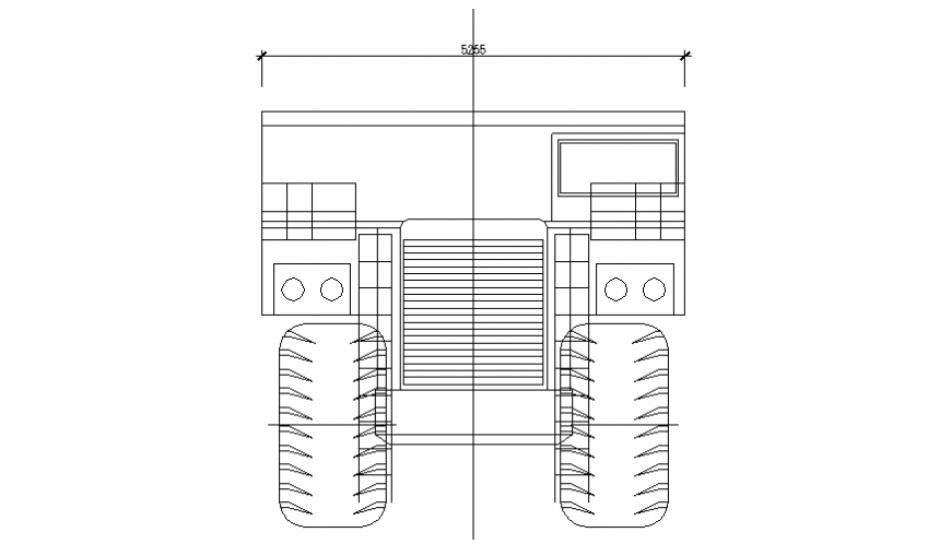 Back elevation view of membrane truck block dwg file Back elevation view of membrane truck block dwg file