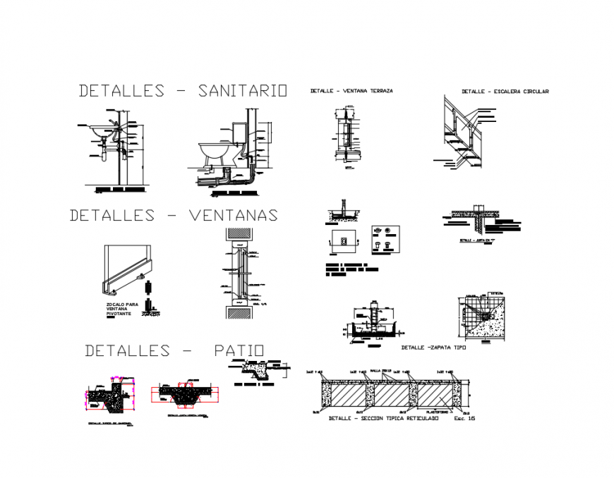 Bathroom and toilet installation with constructive sectional details ... Bathroom and toilet installation with constructive sectional details ...