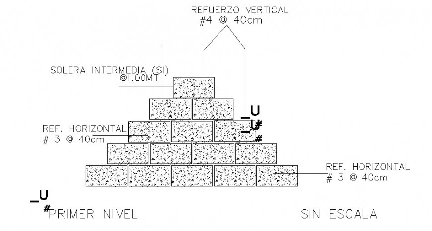Brick wall front constructive section cad drawing details dwg file Brick wall front constructive section cad drawing details dwg file