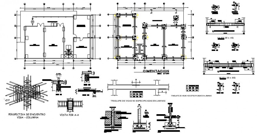 Building plan with foundation detail 2d view layout file in autocad format Building plan with foundation detail 2d view layout file in autocad format
