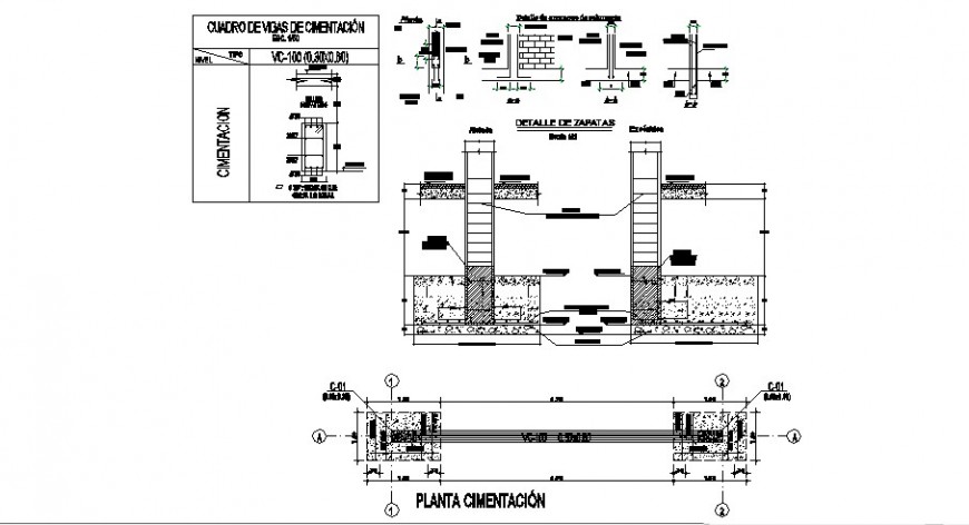 Column footing details with beam 2d drawing in autocad Column footing details with beam 2d drawing in autocad