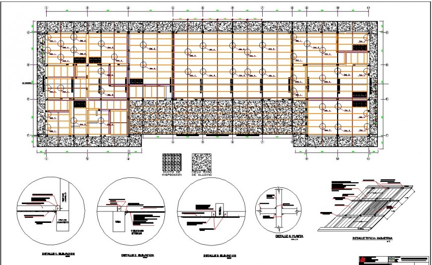 Column installation plan detail 2d view CAD structural block layout ...