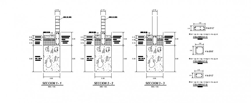 Column sections and constructive structure details of house dwg file Column sections and constructive structure details of house dwg file