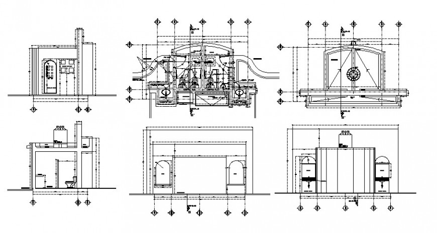 Common public toilet elevation, section, plan and installation drawing ... Common public toilet elevation, section, plan and installation drawing ...