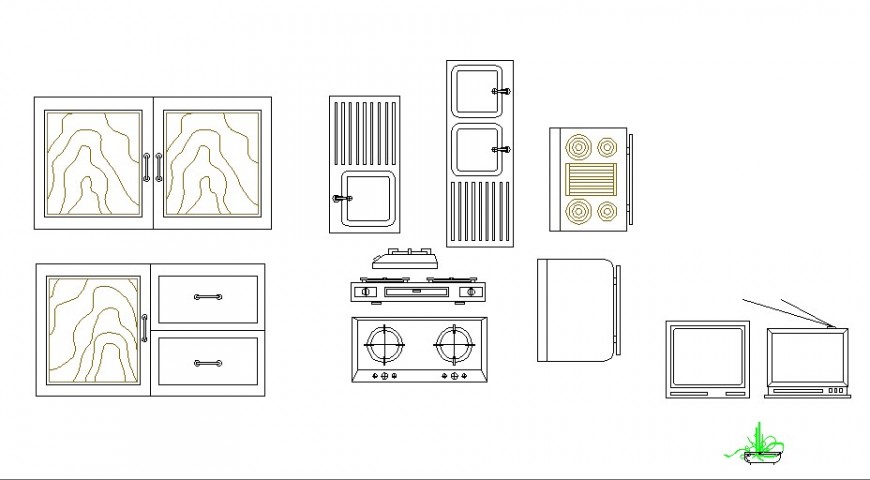 Creative multiple household blocks cad drawing details dwg file