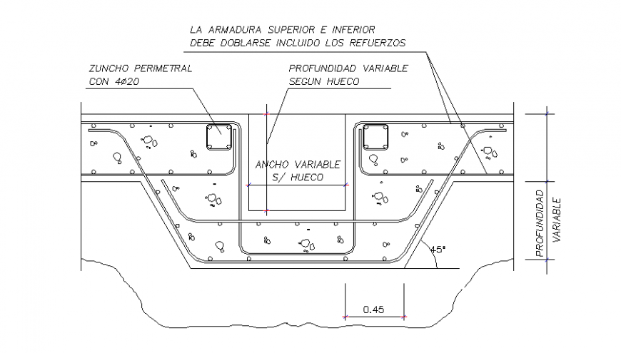 Detail hole for casket in slab section plan layout file Detail hole for casket in slab section plan layout file