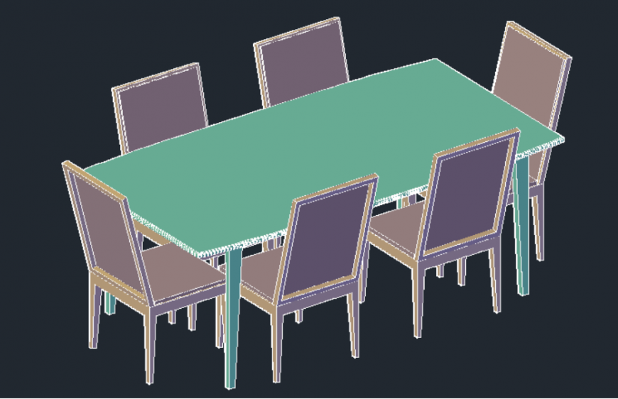 Drawing Of 6 Seater 3d Dining Table Autocad File