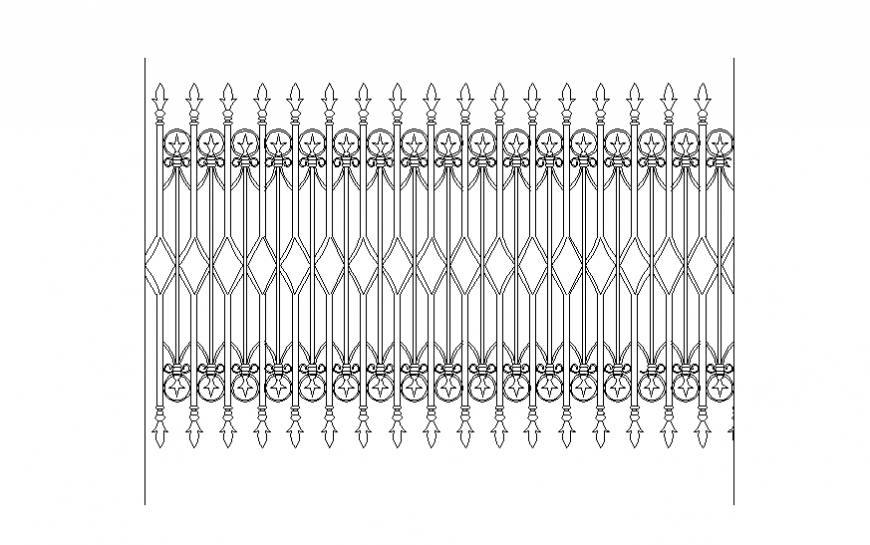 Dynamic railing front elevation cad block details dwg file Dynamic railing front elevation cad block details dwg file