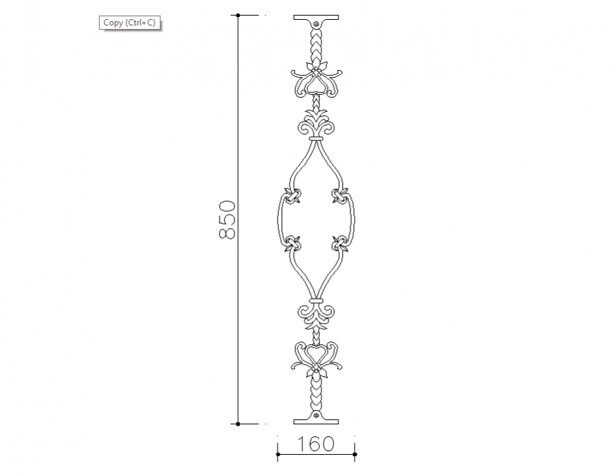 Dynamic single railing block cad drawing details dwg file Dynamic single railing block cad drawing details dwg file