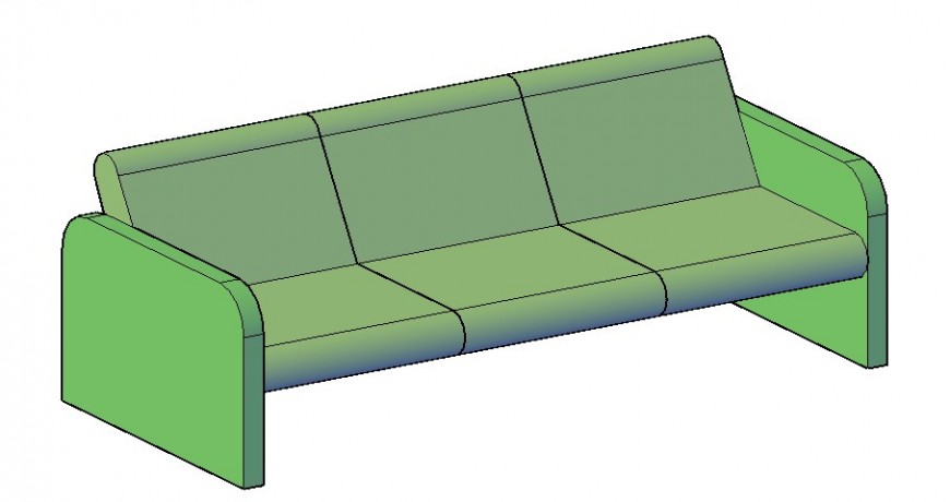 Dynamic three seated sofa set 3d block cad drawing details dwg file