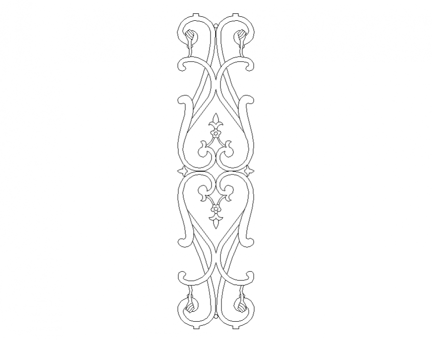 Floral pattern railing block design dwg file Floral pattern railing block design dwg file