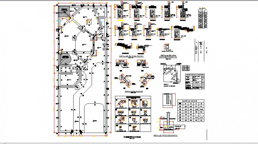 Foundation plan and constructive structure details of house with column ... Foundation plan and constructive structure details of house with column ...