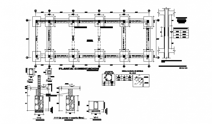 Foundation plan with column and constructive structure details dwg file Foundation plan with column and constructive structure details dwg file