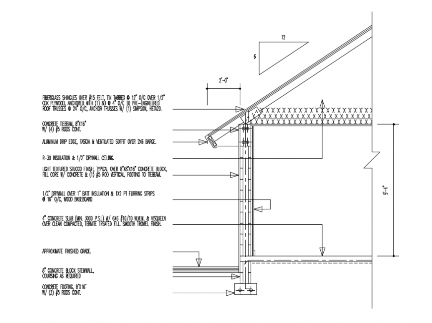 House facade cut section constructive structure details dwg file House facade cut section constructive structure details dwg file