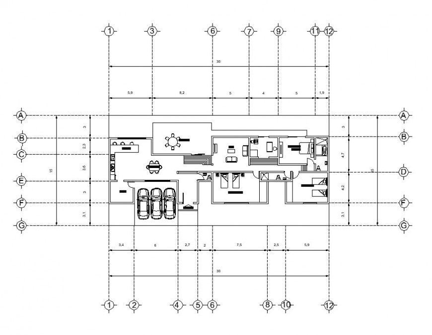 Housing building structure detail plan 2d view CAD constructive block ... Housing building structure detail plan 2d view CAD constructive block ...