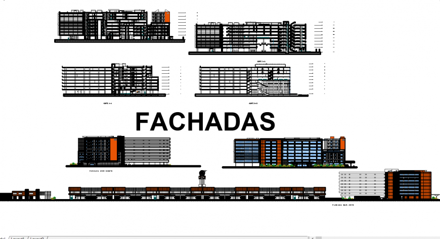 Industrial finance center and administration building all sided ...