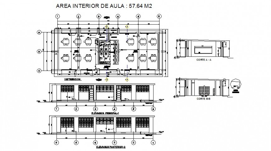 Initial education building and classrooms elevation, section, plan and ... Initial education building and classrooms elevation, section, plan and ...