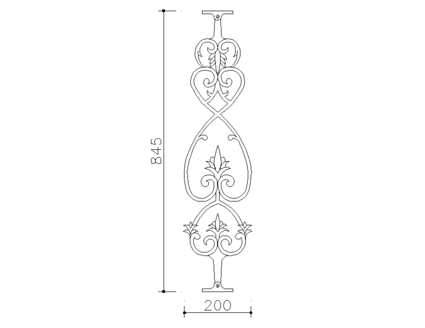 Leaf pattern railing block design cad drawing details dwg file Leaf pattern railing block design cad drawing details dwg file