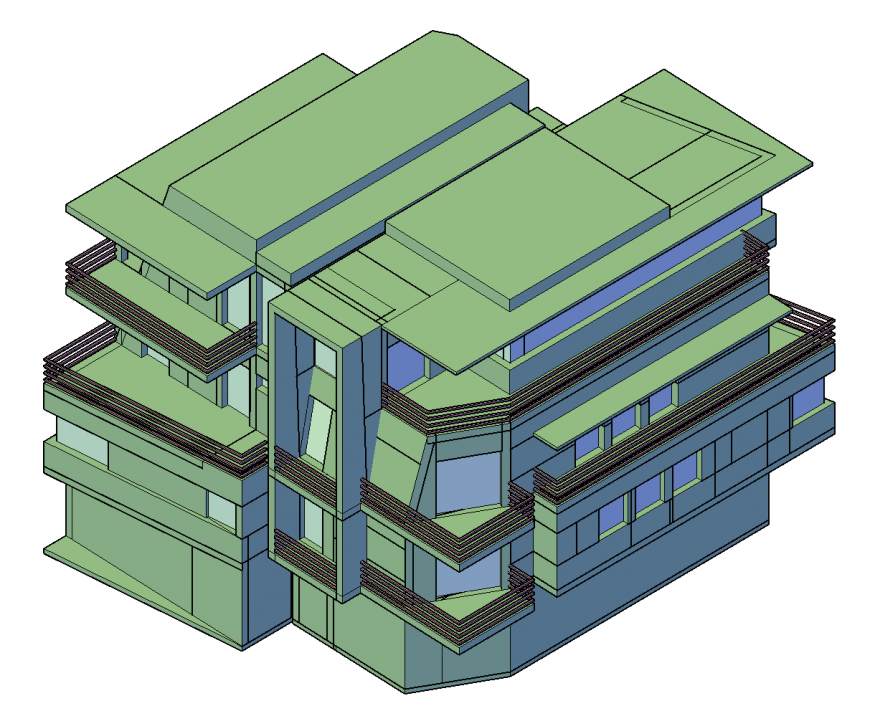 Luxuries multi-story residential bungalow 3d model cad drawing details ... Luxuries multi-story residential bungalow 3d model cad drawing details ...
