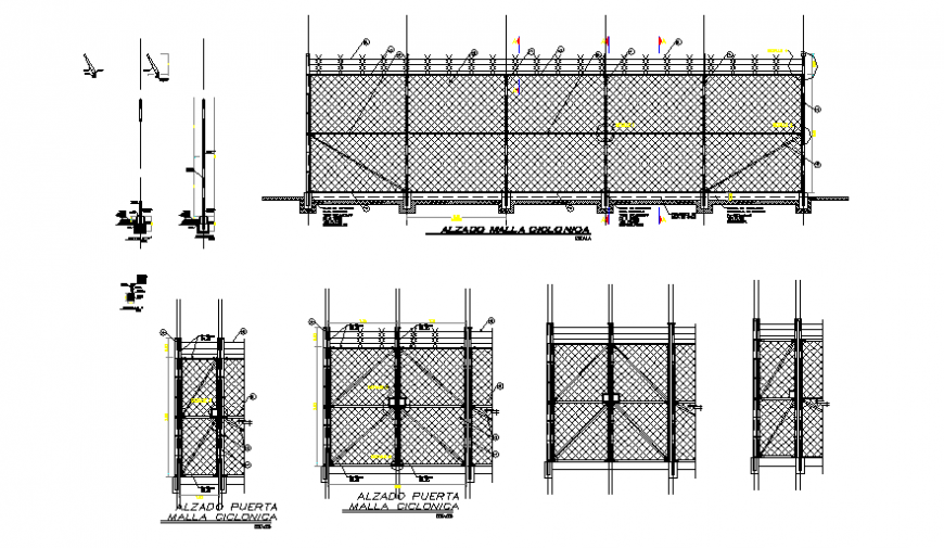Metallic gate cyclone mesh section and constructive structure details ... Metallic gate cyclone mesh section and constructive structure details ...