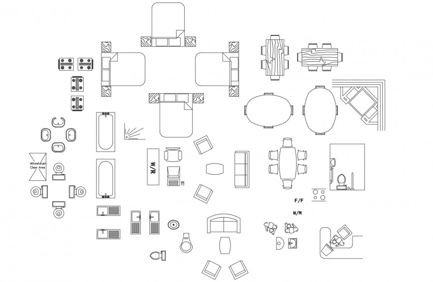 Miscellaneous furniture, household and sanitary blocks cad drawing ...