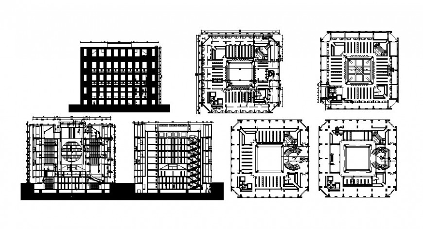 Multi-flooring hotel building elevation, section and floor framing plan ... Multi-flooring hotel building elevation, section and floor framing plan ...