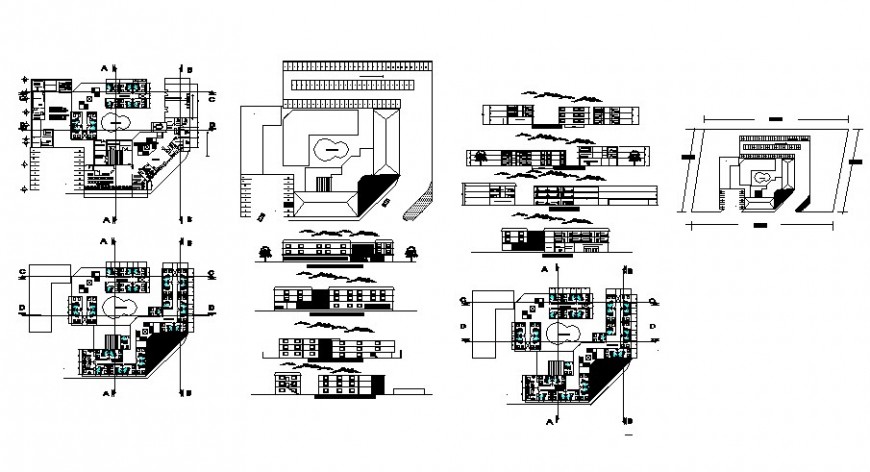 Multi-level hotel building detailed architecture project dwg file Multi-level hotel building detailed architecture project dwg file