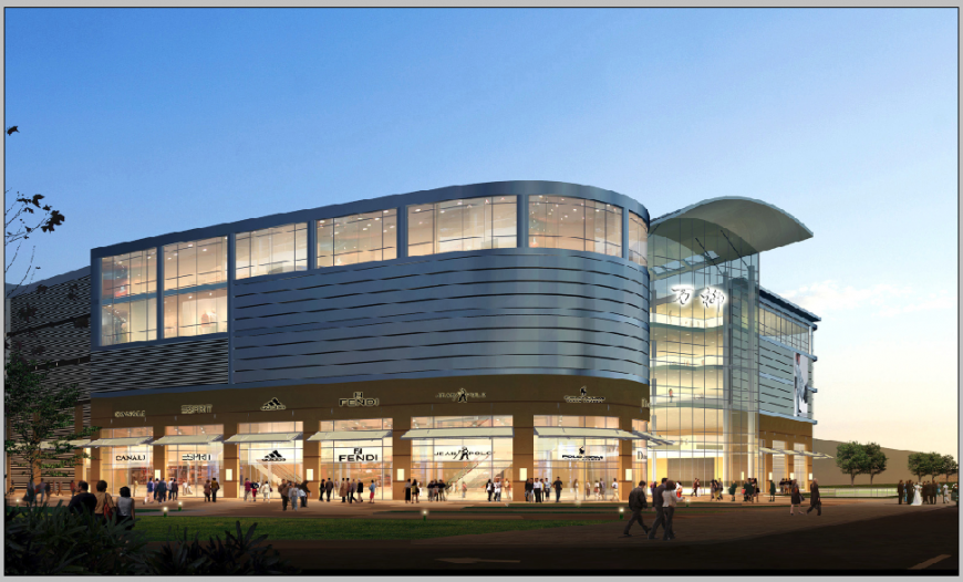Multi-story luxuries shopping mall front design photoshop file Multi-story luxuries shopping mall front design photoshop file