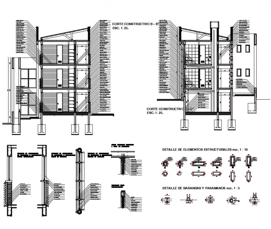 Multi story residential building constructive sectional details dwg file Multi story residential building constructive sectional details dwg file