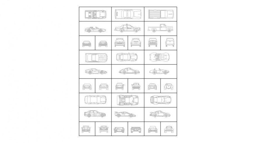 Multiple common car elevation blocks cad drawing details dwg file Multiple common car elevation blocks cad drawing details dwg file