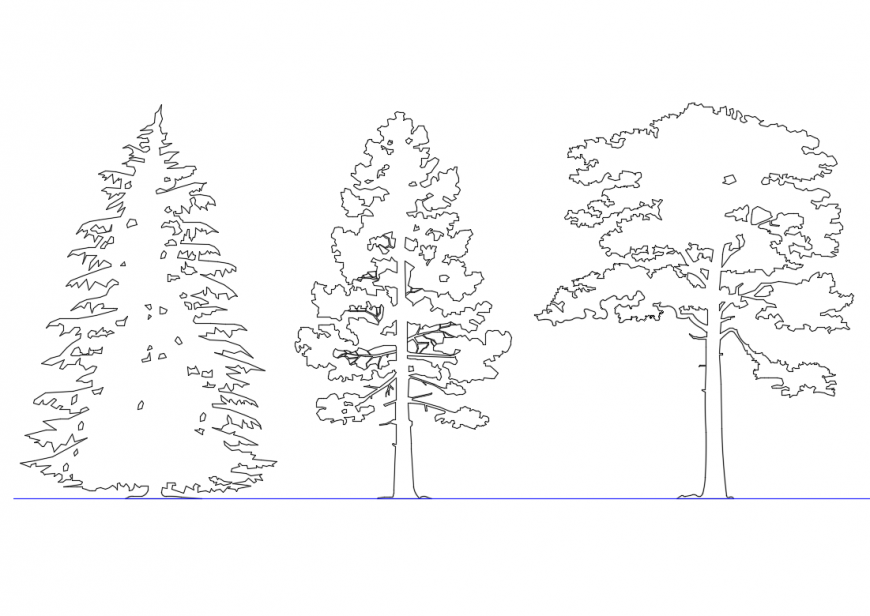 Multiple pine tree elevations cad block details dwg file Multiple pine tree elevations cad block details dwg file