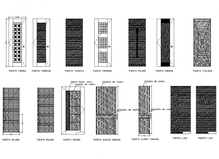 Multiple wooden house door elevations cad block details dwg file Multiple wooden house door elevations cad block details dwg file