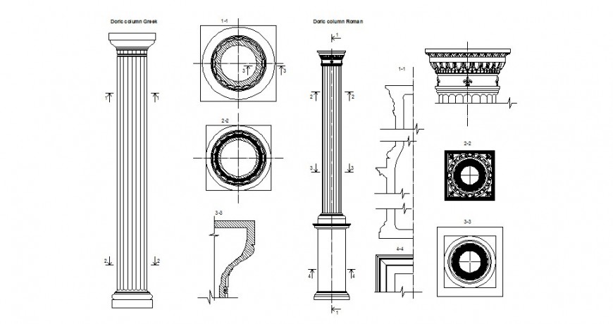 Plan and elevation Doric column autocad file Plan and elevation Doric column autocad file