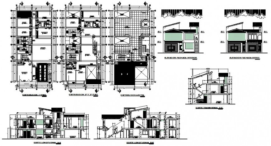 Residential bungalow structure detail plan, section and elevation 2d ... Residential bungalow structure detail plan, section and elevation 2d ...