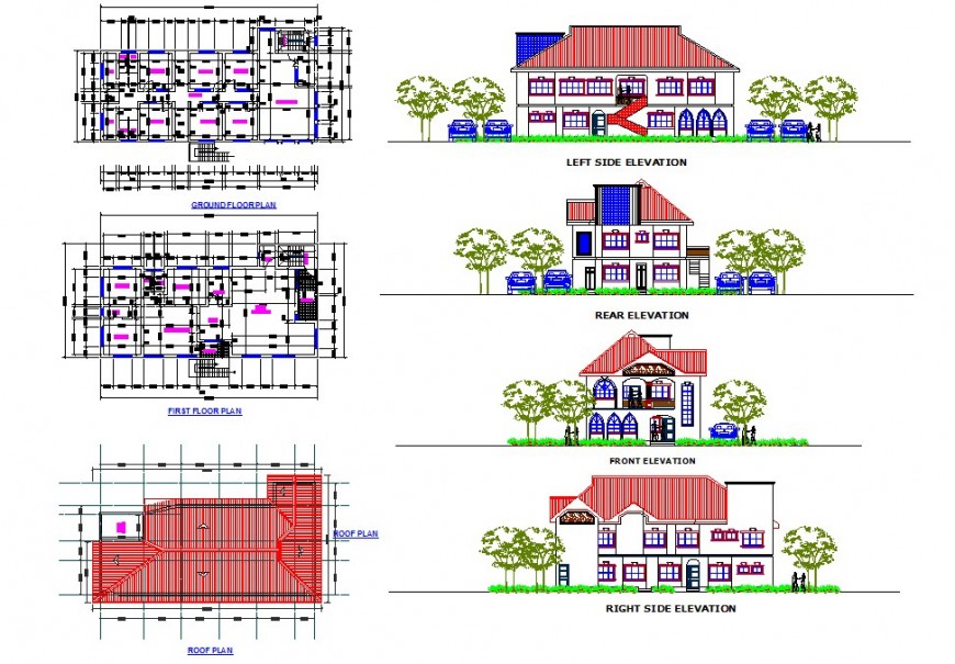 Residential bungalow structure detail plan and elevation 2d view layout ... Residential bungalow structure detail plan and elevation 2d view layout ...