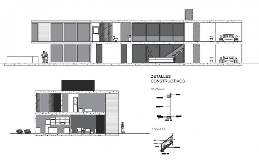 Residential house section detail 2d view CAD structural block layout ... Residential house section detail 2d view CAD structural block layout ...