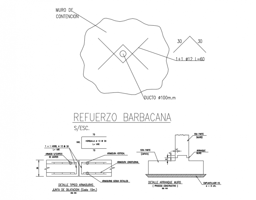 Retaining wall constructive details of building dwg file Retaining wall constructive details of building dwg file