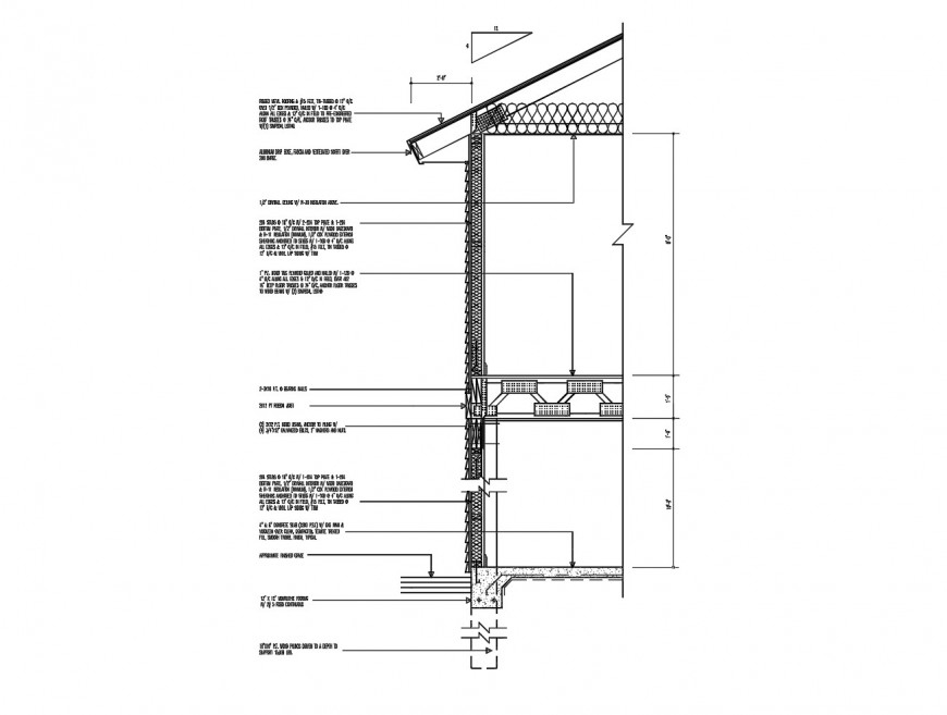 Right side front constructive section drawing details of house dwg file Right side front constructive section drawing details of house dwg file