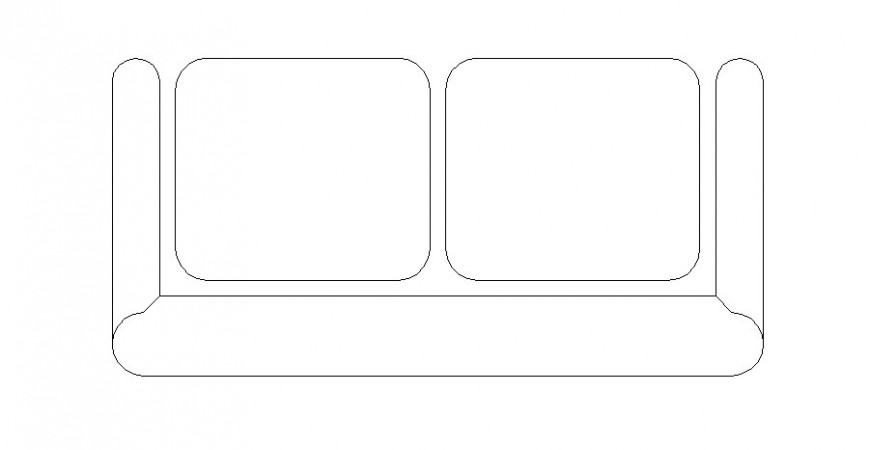 Simple two seated sofa set top view elevation cad block details dwg file Simple two seated sofa set top view elevation cad block details dwg file