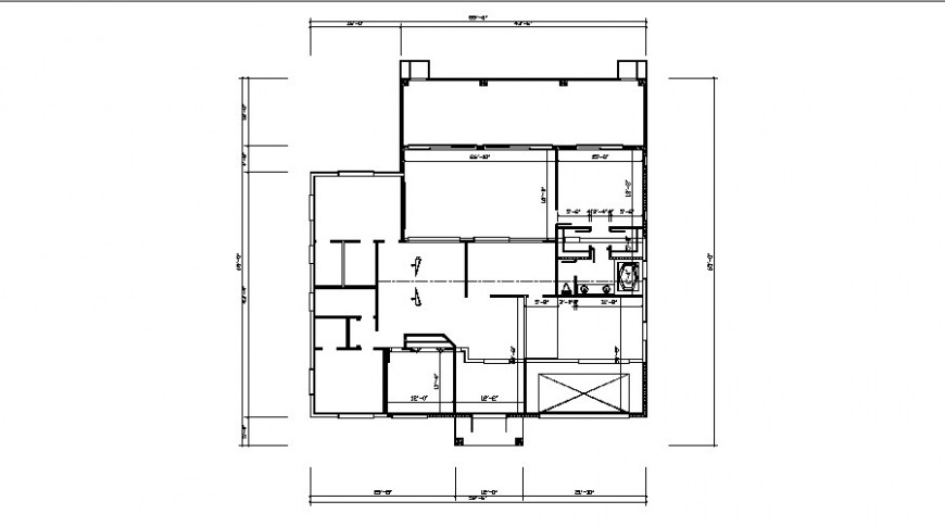 Single story building working plan detail drawing in autocad format