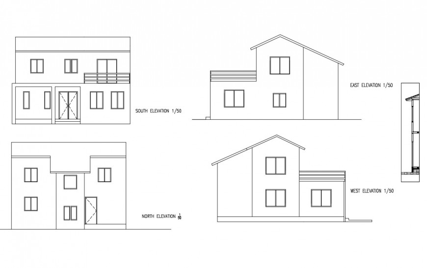 Small house all sided elevation cad drawing details dwg file Small house all sided elevation cad drawing details dwg file