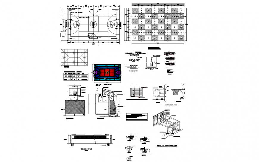 Sports ground plan, foundation and constructive structure details dwg file Sports ground plan, foundation and constructive structure details dwg file