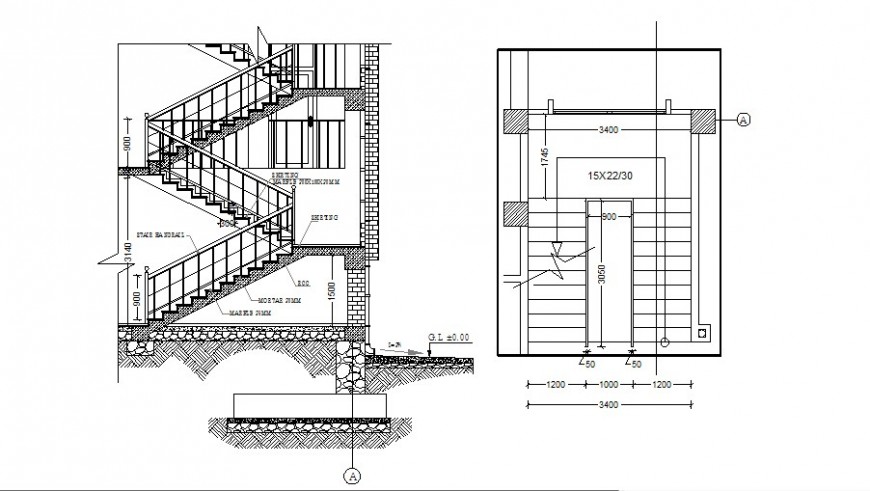 Staircase sections and constructive structure details of three level ... Staircase sections and constructive structure details of three level ...