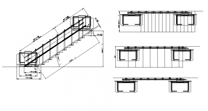 Staircase Structure Detail 2d View Cad Construction Unit Block Layout File In Autocad Format