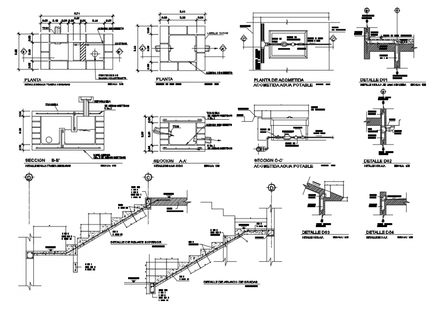 Staircases section and several constructive structure details of house ... Staircases section and several constructive structure details of house ...