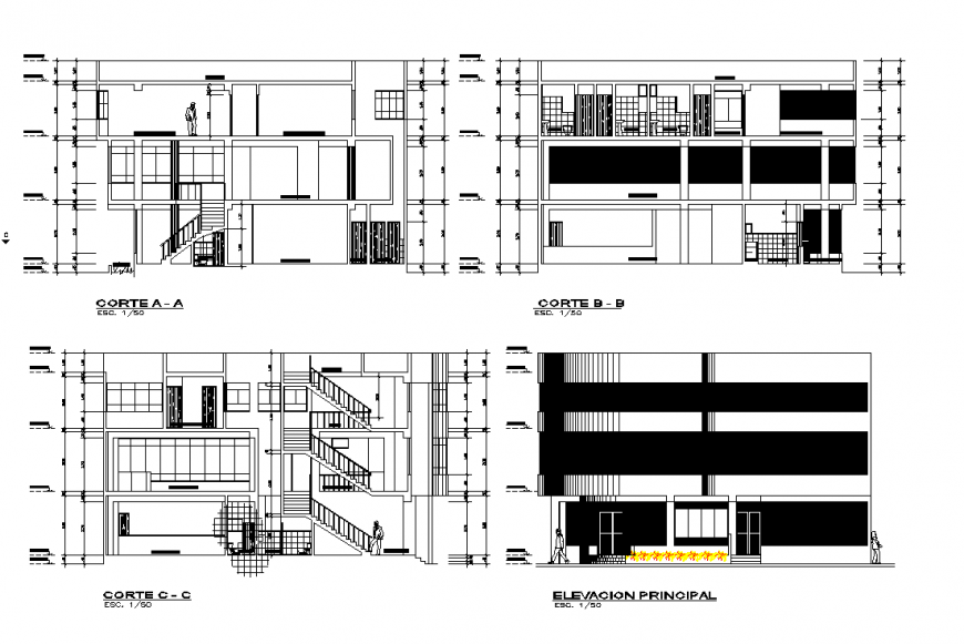 The Elevation and section commercial building plan autocad file The Elevation and section commercial building plan autocad file